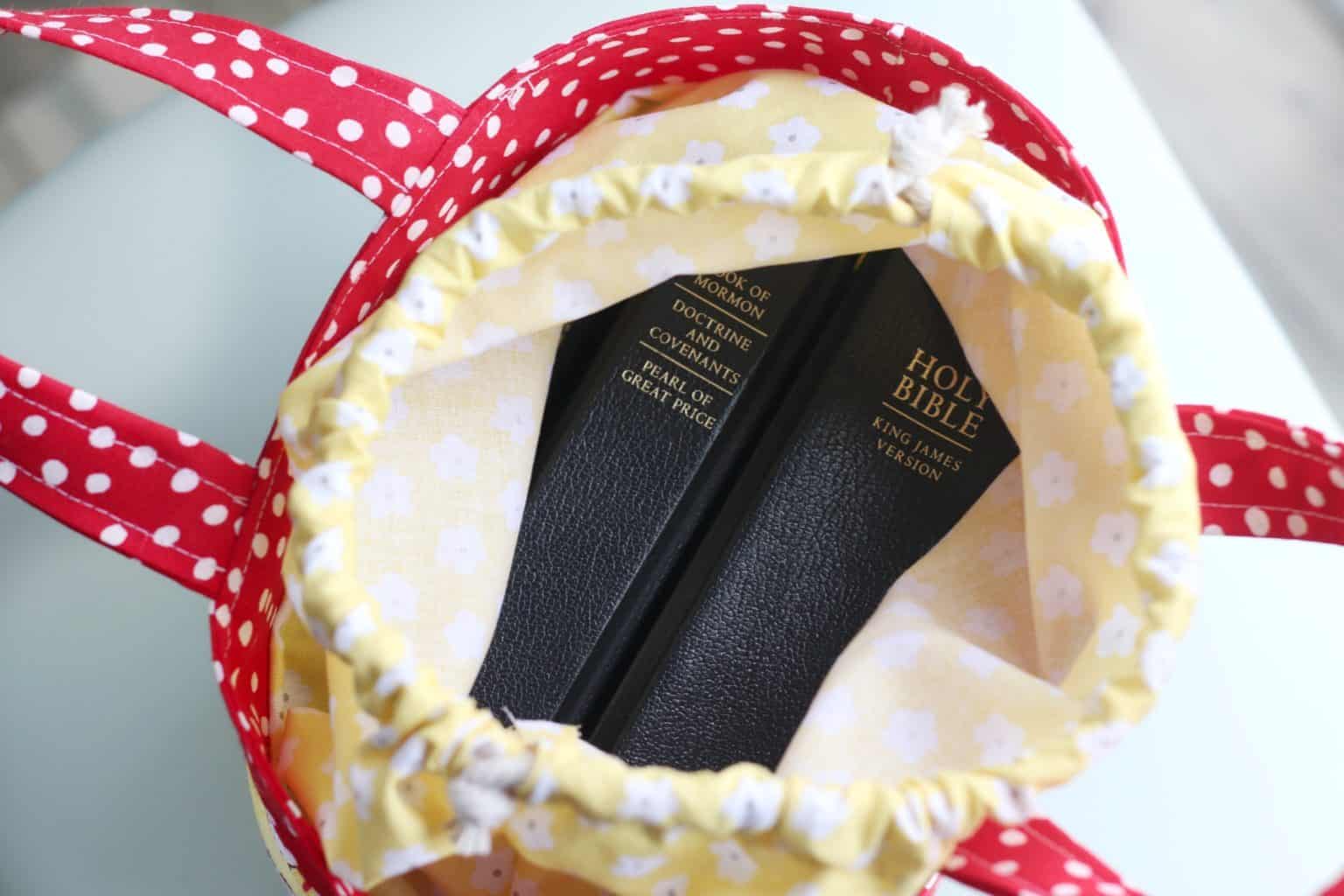 Fabric Scripture Tote with Drawstring Tutorial - Gluesticks Blog